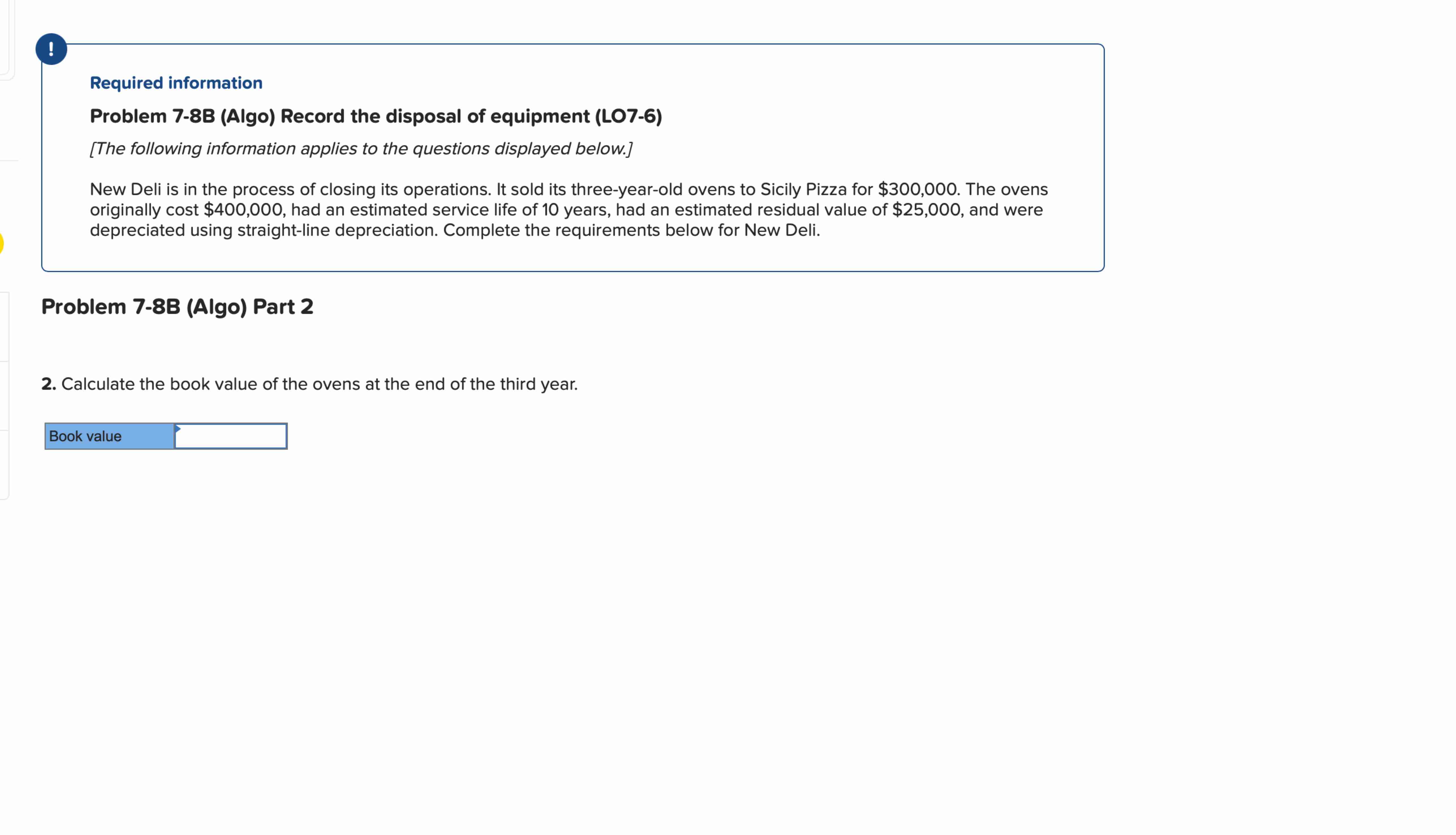 Solved \( ! \) ﻿Required information Problem 7-8B (Algo) | Chegg.com