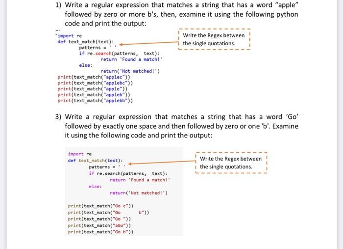 Solved 1) Write a regular expression that matches a string | Chegg.com