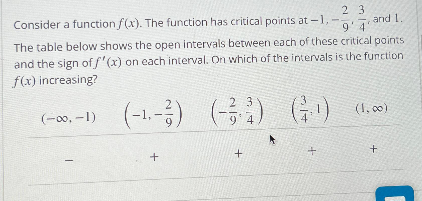 Solved The table below shows the open intervals between each | Chegg.com