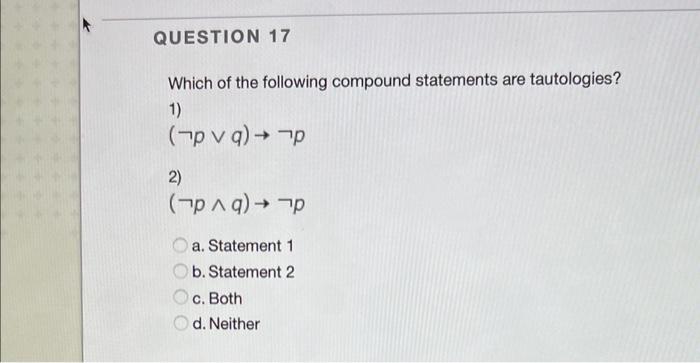 Solved Which of the following compound statements are | Chegg.com