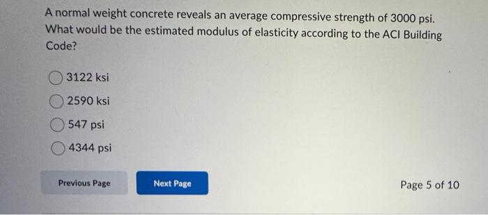 Solved A normal weight concrete reveals an average | Chegg.com