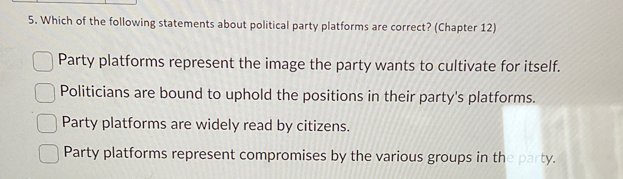 Which of the following statements about political | Chegg.com