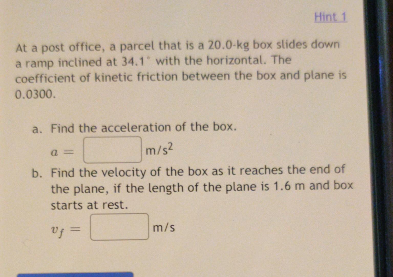 Solved At a post office, a parcel that is a 20.0- kg box | Chegg.com