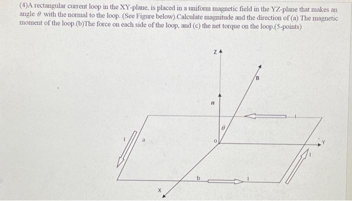 Solved (4)A rectangular current loop in the XY-plane, is | Chegg.com