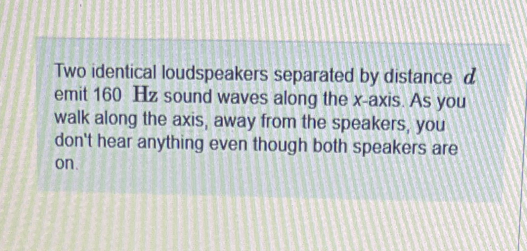 Solved Two identical loudspeakers separated by distance | Chegg.com