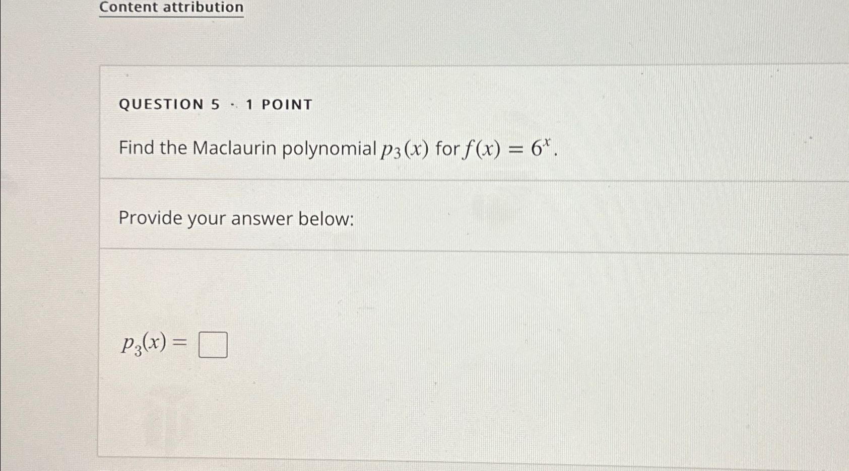 Solved Content attributionQUESTION 5 - 1 ﻿POINTFind the | Chegg.com