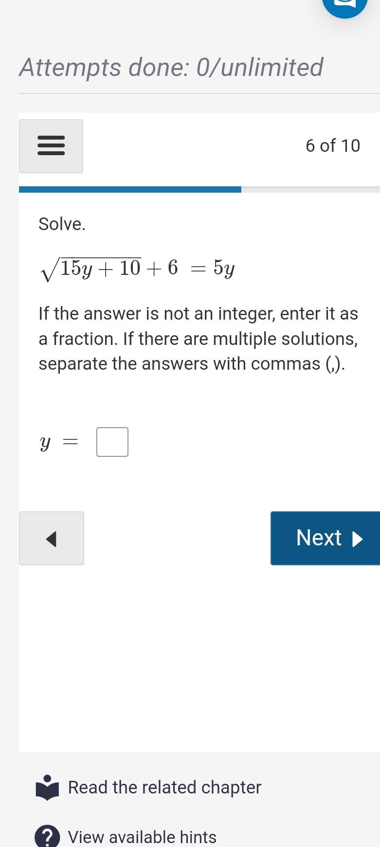 Solved Attempts done: 0/unlimited Solve. ∣∣6z+37z−5∣∣=1 If | Chegg.com
