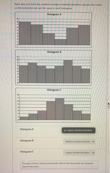 Solved Rank data sets from the smallest to largest standard | Chegg.com