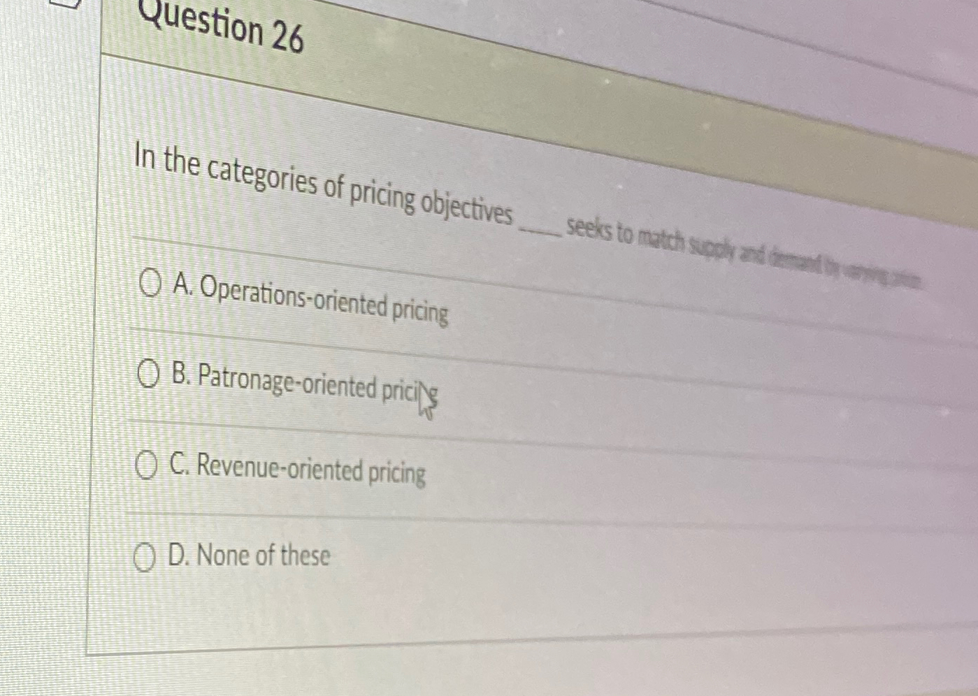 Solved In the categories of pricing objectives q, ﻿seeks to | Chegg.com