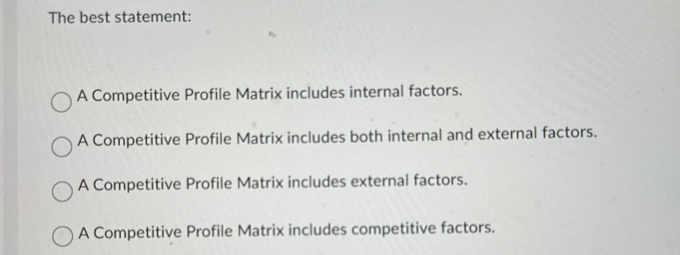 Solved The best statement:A Competitive Profile Matrix | Chegg.com