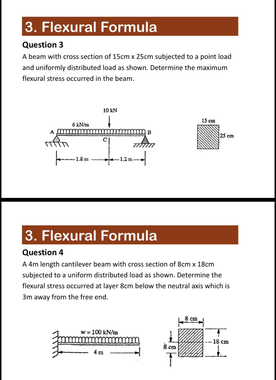 Solved 3 .Flexural FormulaQuestion 3A beam with cross | Chegg.com