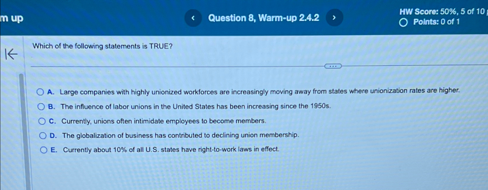 Solved m upQuestion 8, ﻿Warm-up 2.4.2HW Score: 50%,5 ﻿of | Chegg.com