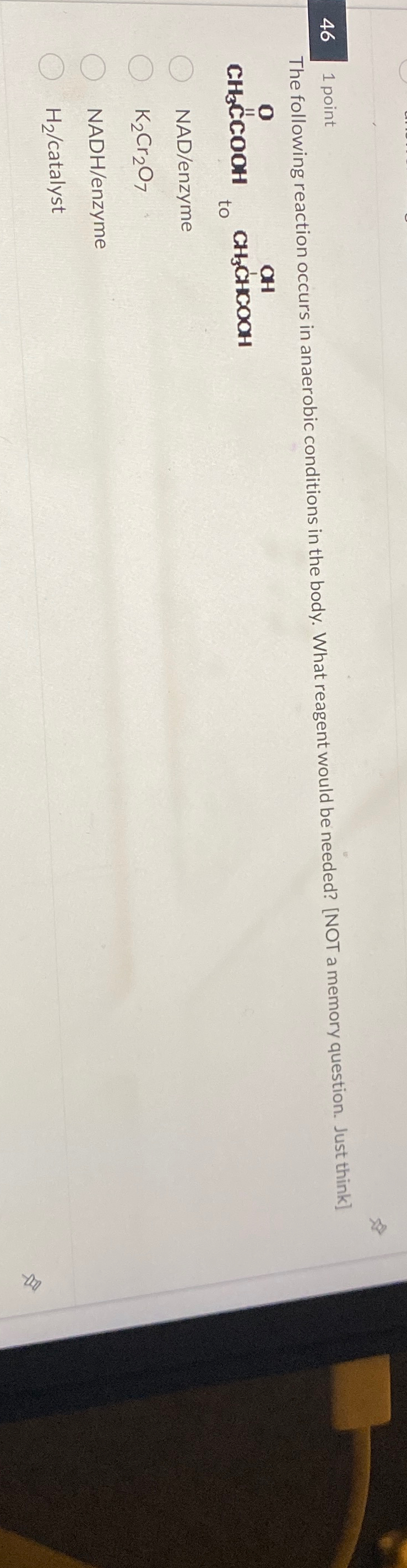 Solved 461 ﻿pointThe following reaction occurs in anaerobic | Chegg.com