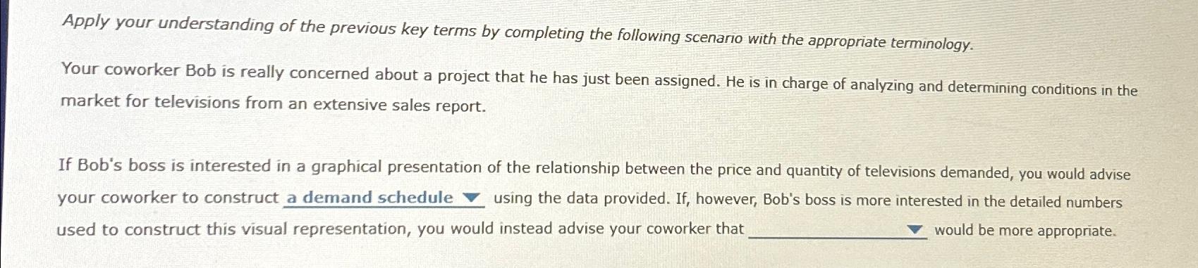 Solved Apply your understanding of the previous key terms by | Chegg.com