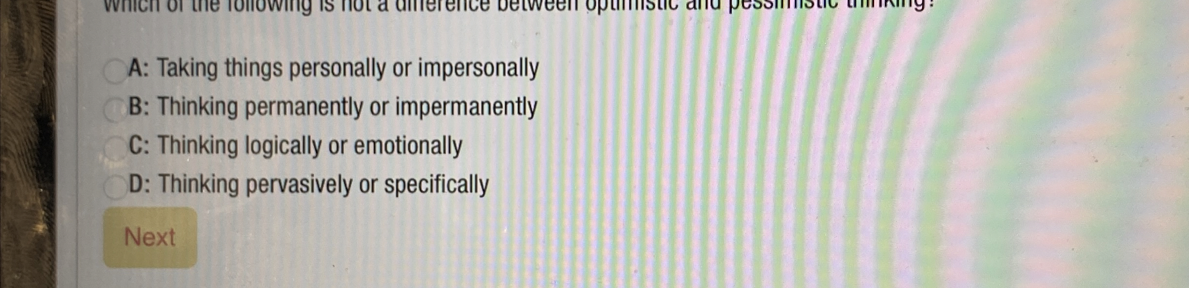 High Quality SOLUTION A: Taking things personally or impersonallyB ...