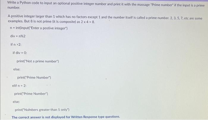 Solved Write a Python code to input an optional positive | Chegg.com