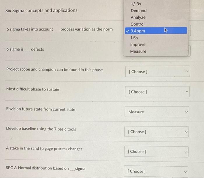 Solved Six Sigma concepts and applications 6 sigma takes | Chegg.com