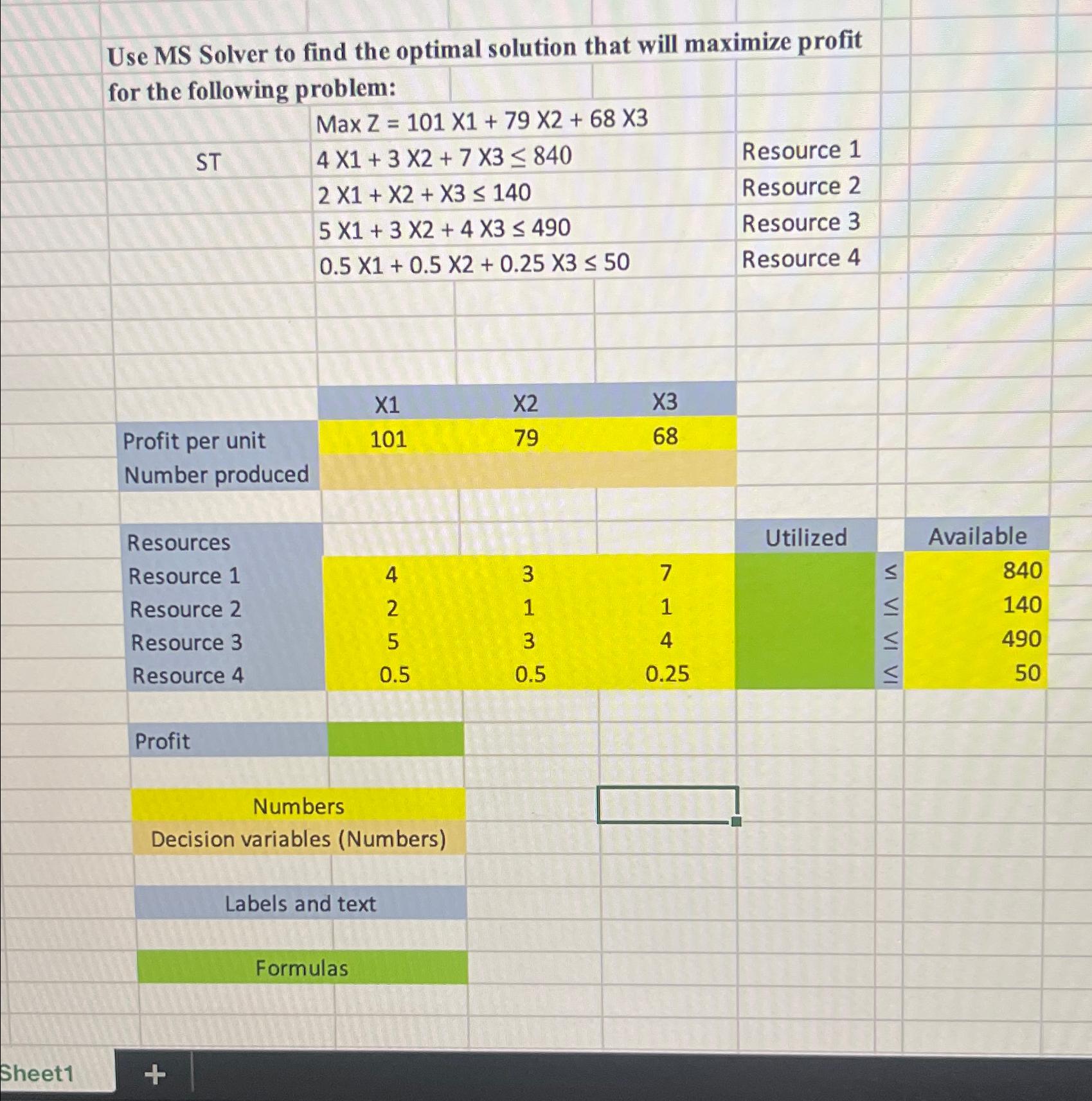 Solved Use MS Solver to find the optimal solution that will | Chegg.com