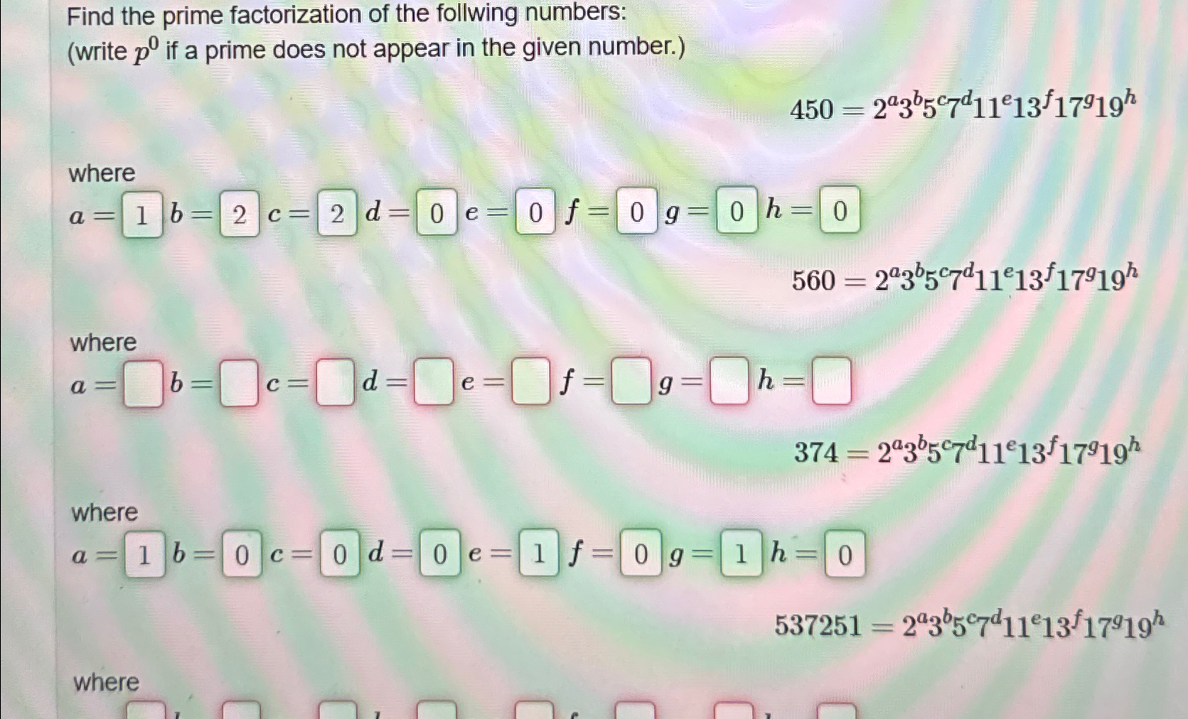 Solved Find the prime factorization of the follwing | Chegg.com