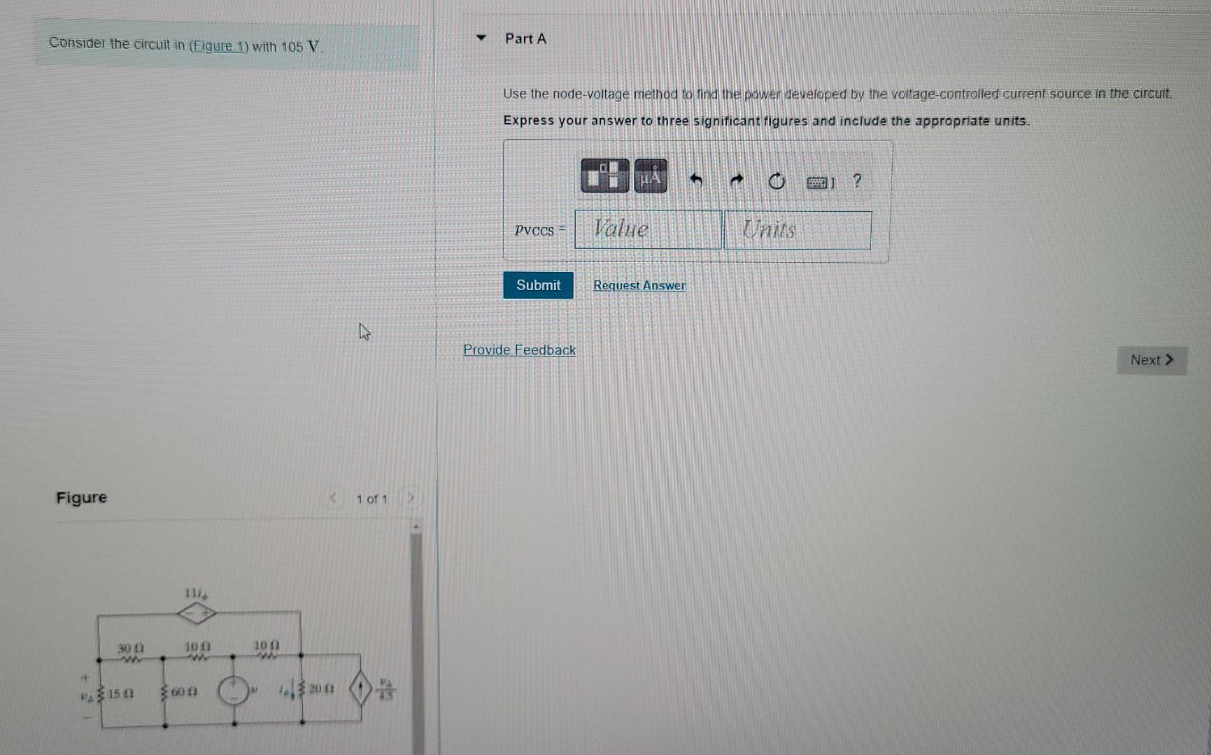 Solved Consider the circuit in (Eigure 1) with 105 V Part A | Chegg.com