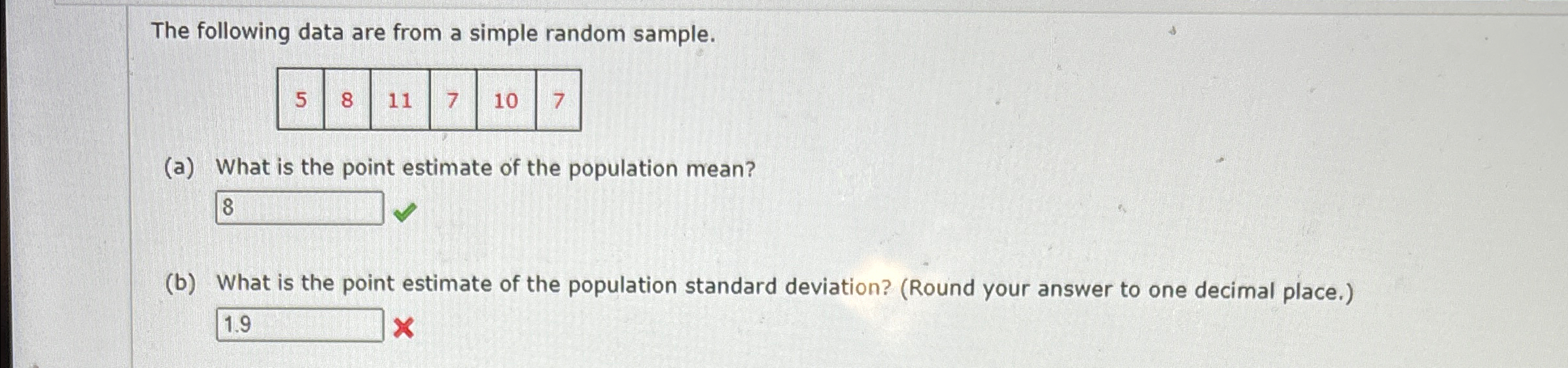 Solved The following data are from a simple random | Chegg.com