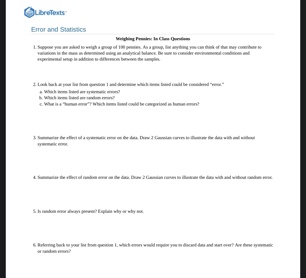 Solved Error and StatisticsWeighing Pennies: In Class | Chegg.com
