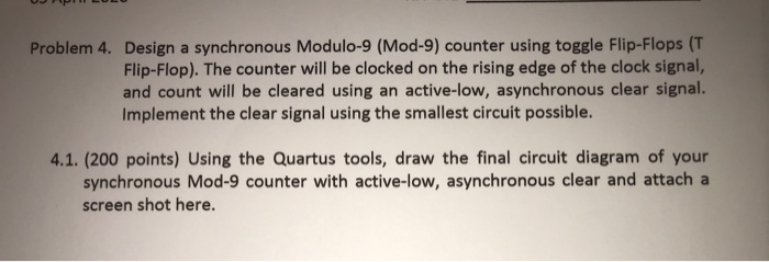 Solved Problem 4. Design a synchronous Modulo-9 (Mod-9) | Chegg.com