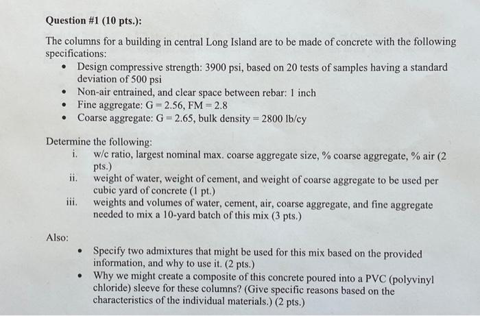 Solved The columns for a building in central Long Island are | Chegg.com