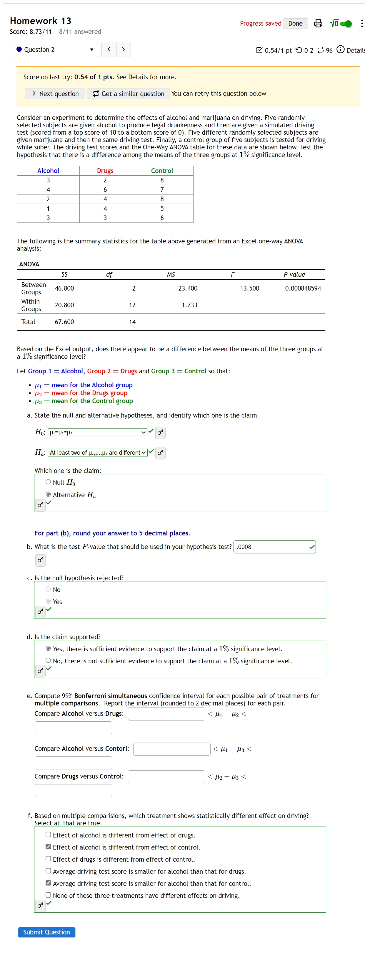Solved Compute 99% ﻿Bonferroni simultaneous confidence | Chegg.com