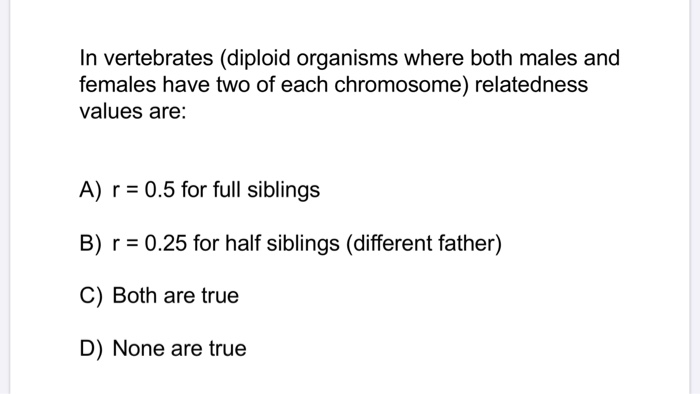 Solved Hamilton's rule: r* b>C r=relatedness between | Chegg.com