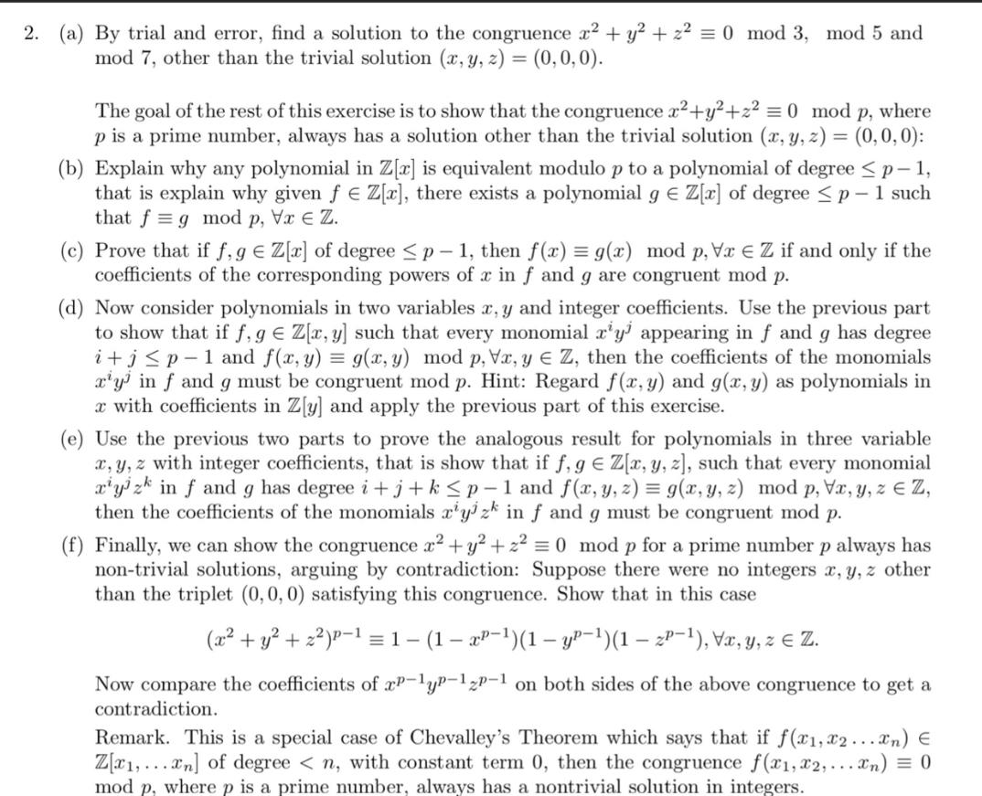 Solved (a) ﻿By trial and error, find a solution to the | Chegg.com