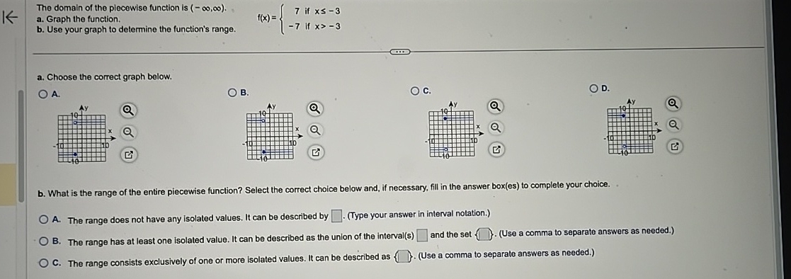 Solved The domain of the plecewise function is (-∞,∞).a. | Chegg.com