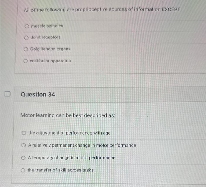 Solved All of the following are proprioceptive sources of | Chegg.com