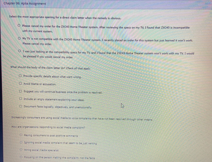 Solved Chapter 06: Aplia Assignment Select the most | Chegg.com