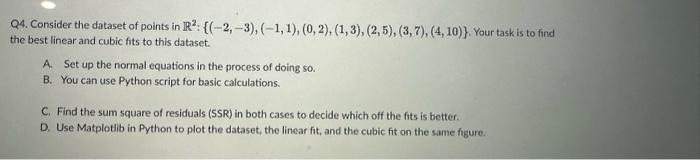 Solved Q4. Consider the dataset of points in | Chegg.com