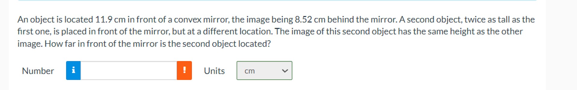 Solved An object is located 11.9cm ﻿in front of a convex | Chegg.com