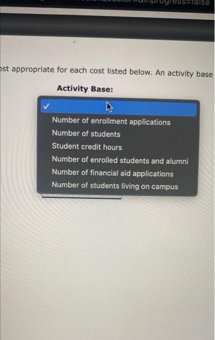 Solved eBook Identify Activity Bases For a major university, | Chegg.com Solved eBook Identify Activity Bases For a major university, | Chegg.com
