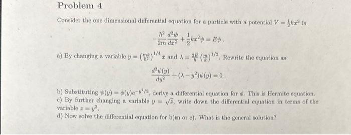Solved Consider The One Dimensional Differential Equation