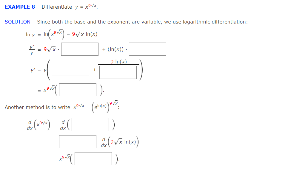 Solved EXAMPLE 8 ﻿Differentiate y=x9x2.SOLUTION Since both | Chegg.com