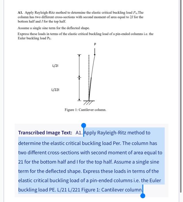 Solved A1. Apply Rayleigh-Ritz method to determine the | Chegg.com