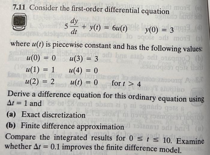 Solved 7.11 Consider the first-order differential equation | Chegg.com