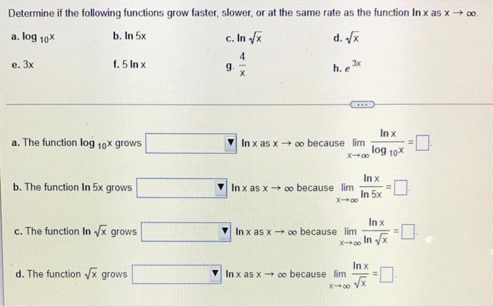 Solved Determine if the following functions grow faster, | Chegg.com