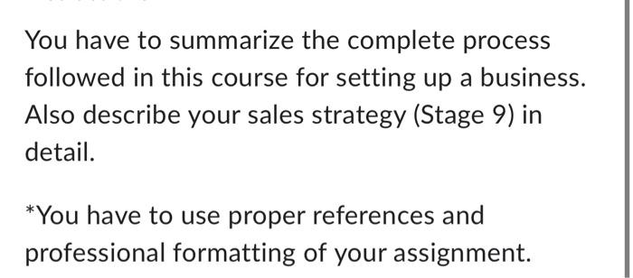 Solved You have to summarize the complete process followed | Chegg.com