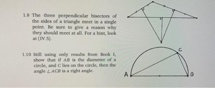 Solved 1 9 The Three Perpendicular Bisectors Of The Sides Of
