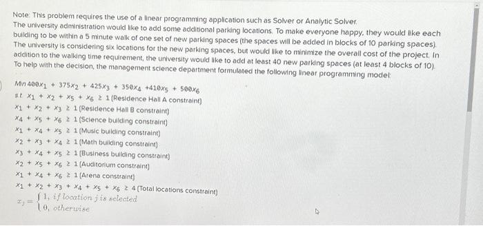 Solved Note. This problem requires the use of a linear | Chegg.com
