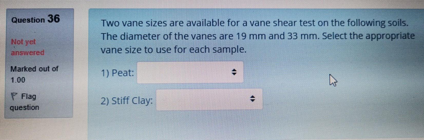 Solved Question 36 Two vane sizes are available for a vane | Chegg.com