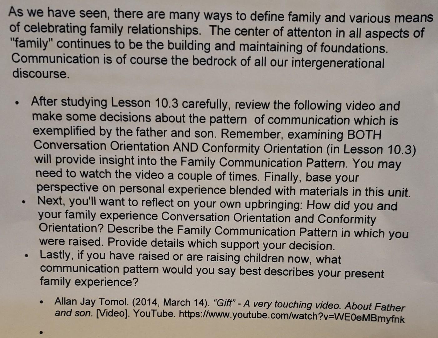 As we have seen, there are many ways to define family | Chegg.com