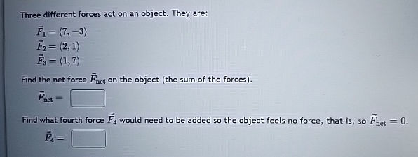Solved Three different forces act on an object. They | Chegg.com