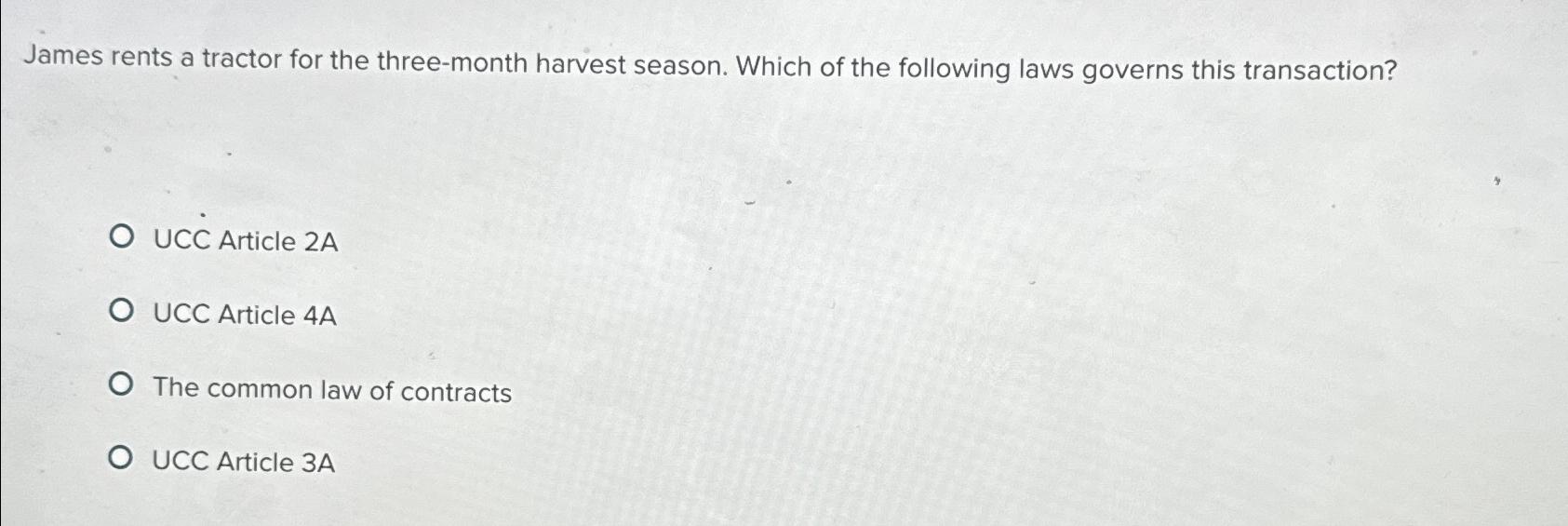Solved James rents a tractor for the three-month harvest | Chegg.com