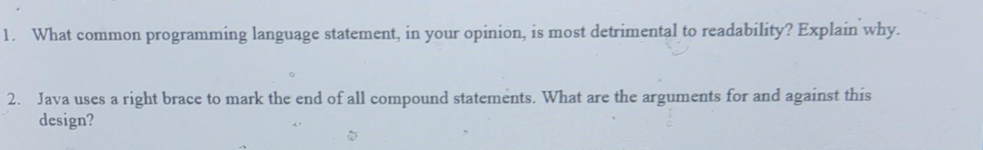 Solved 1. What common programming language statement, in | Chegg.com